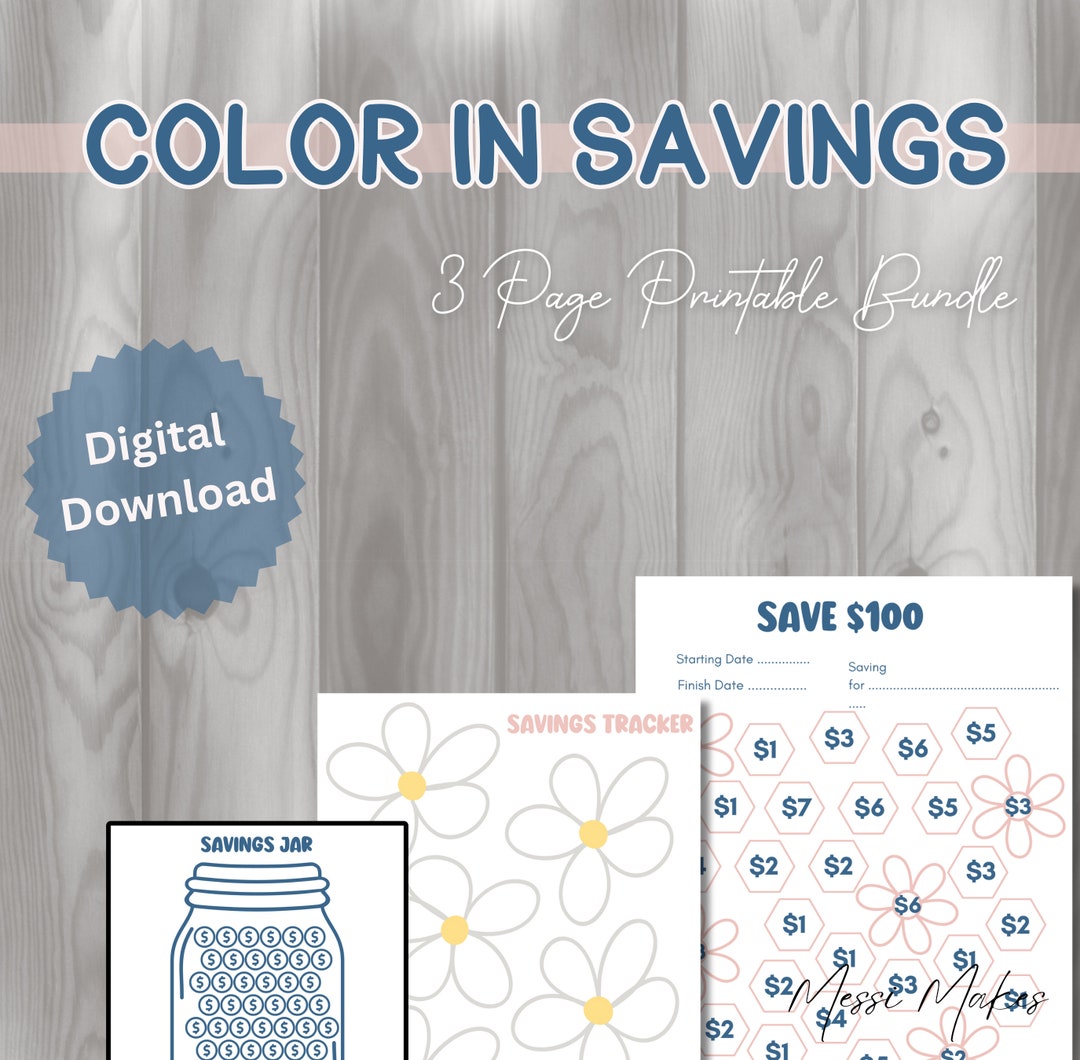 Savings Tracker Digital Download Printable Coloring Pages - Etsy