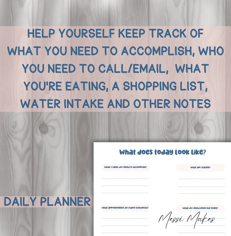 Daily Planner With Grocery Shopping List Printable, Weekly Meal Planner ...