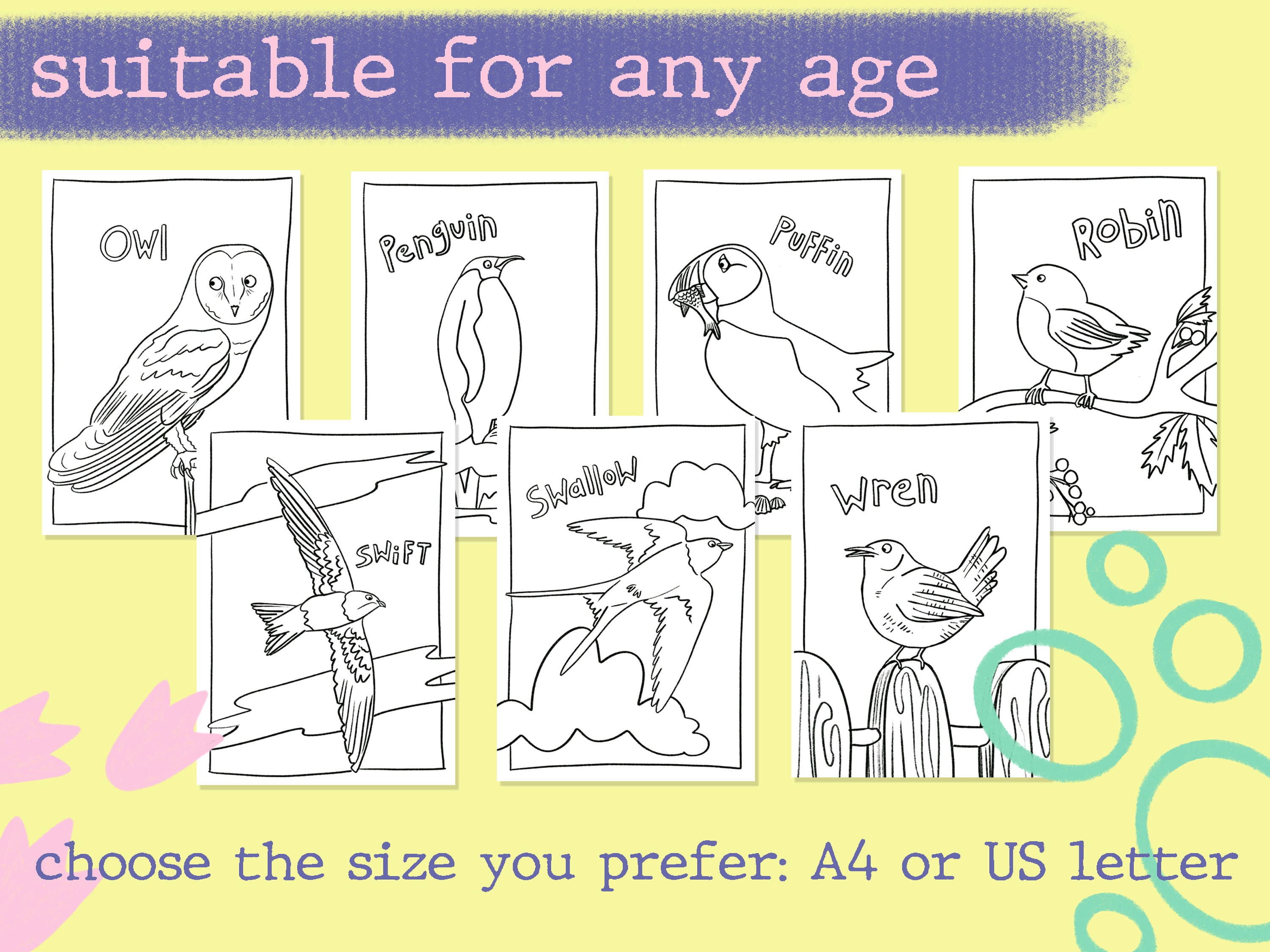 Imprima en casa páginas para colorear de aves para niños / Descarga ...