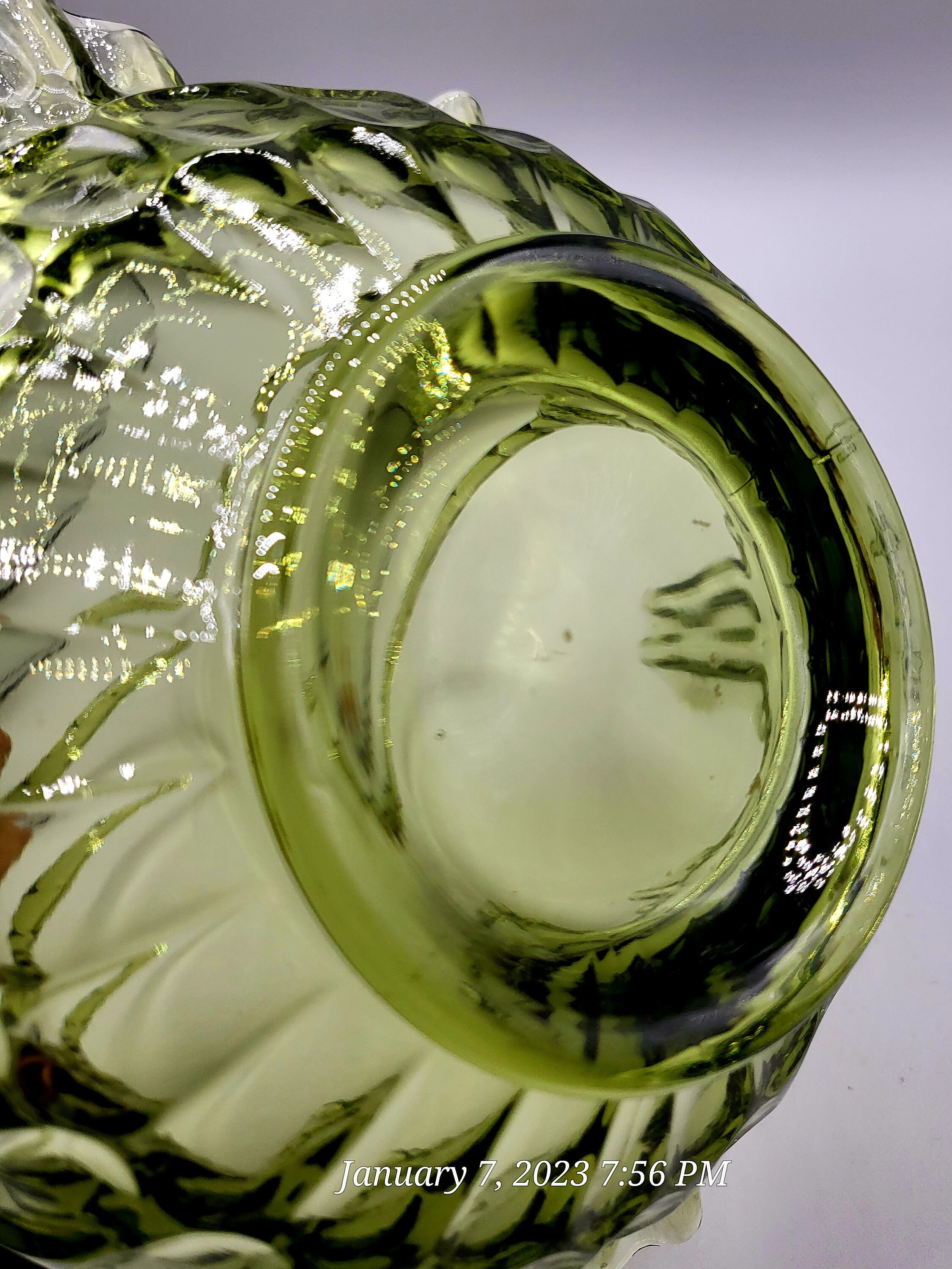 Vintage Fenton Thumbprint Ruffled Edge Colonial Green Handled Basket - Etsy