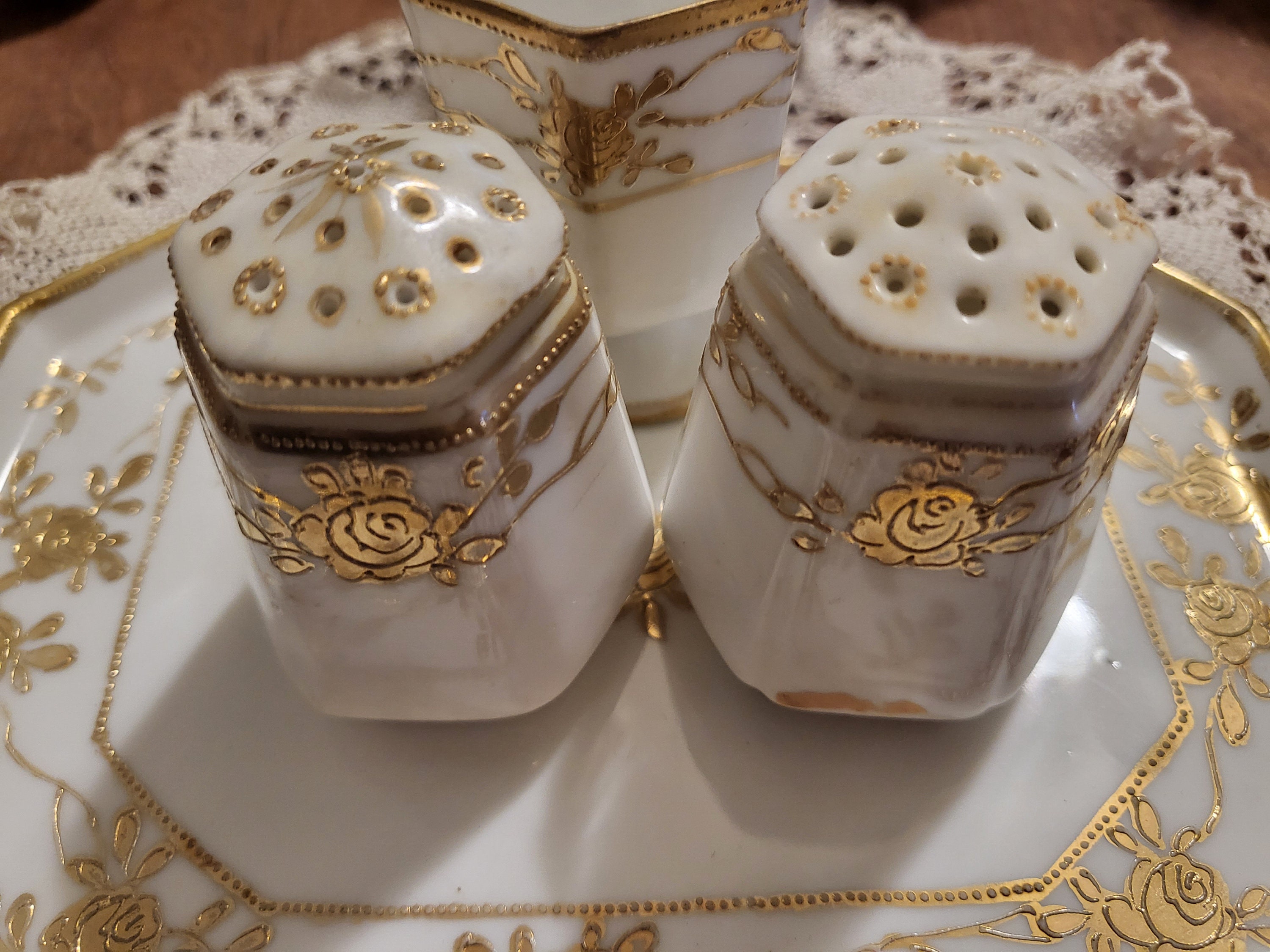 Circa 1920 Nippon Hand Painted Toothpick Holder Salt and - Etsy