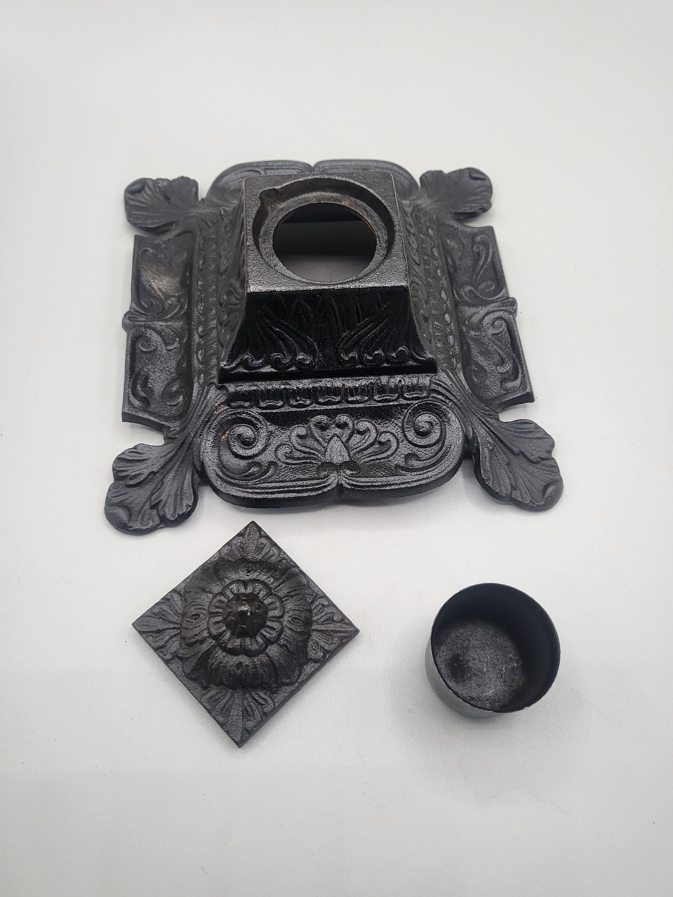 Antique Early 1900s Cast Iron Ink Well With Removable Lid and Pot ...