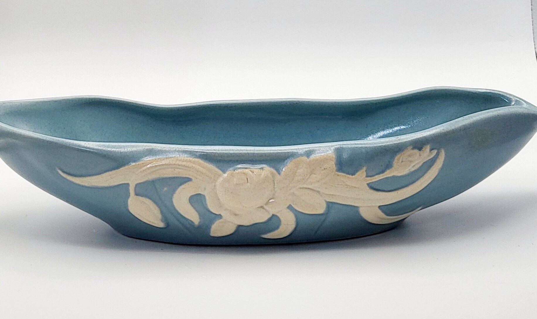 Vintage Weller Pottery 3 Piece Blue Cameo Rose Vase Set - Etsy