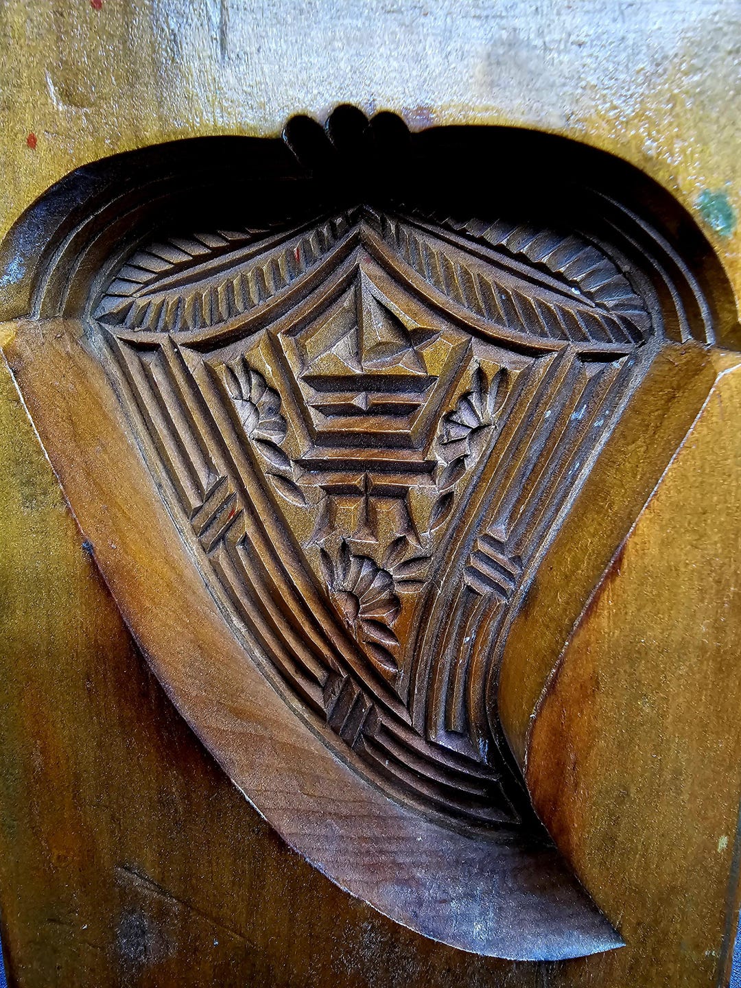 Antique Handmade Wood Carved Painting Stencil With Handle Cookie or ...