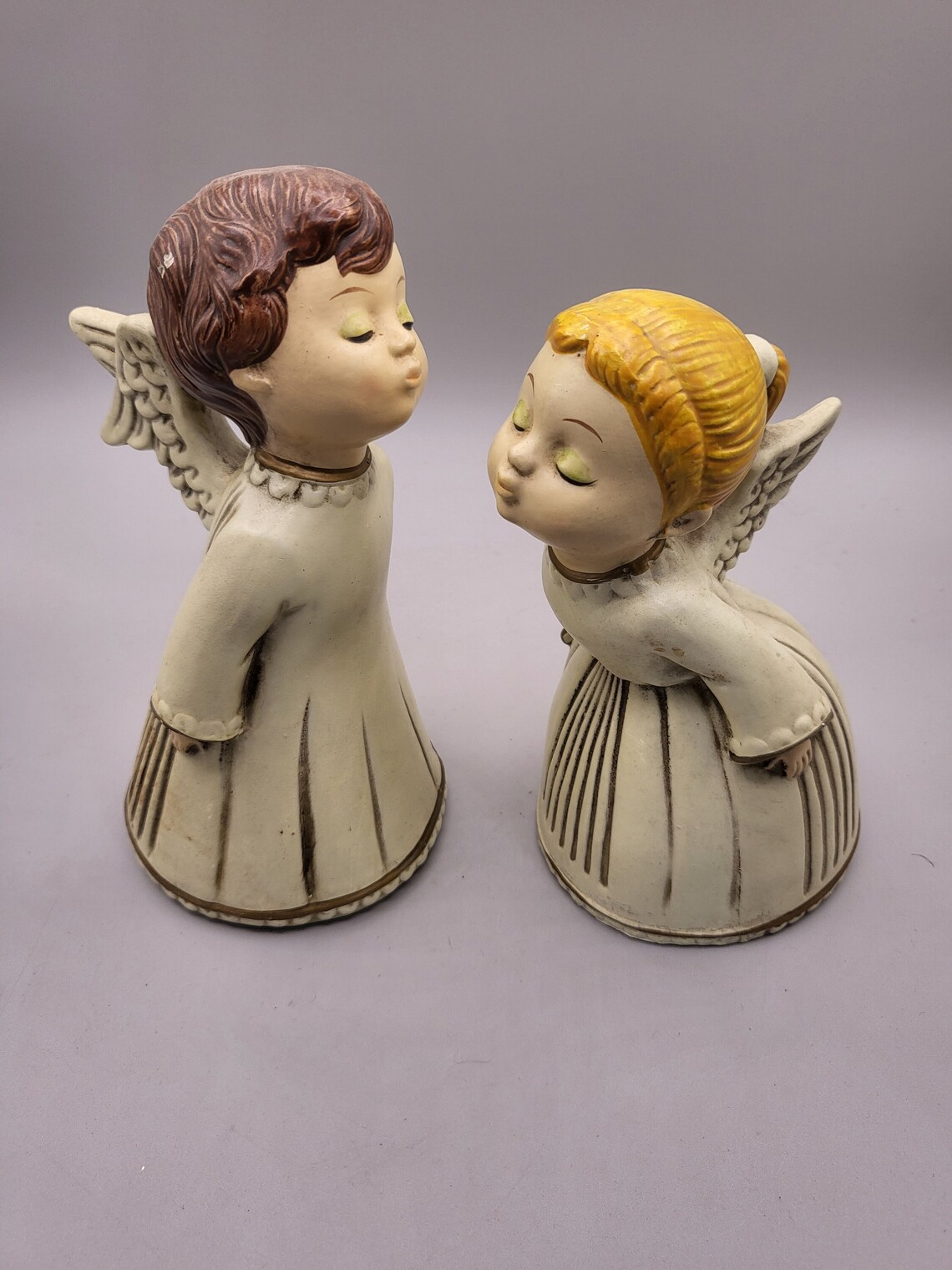 Vintage Kissing Angels Boy and Girl Figurines Winged - Etsy