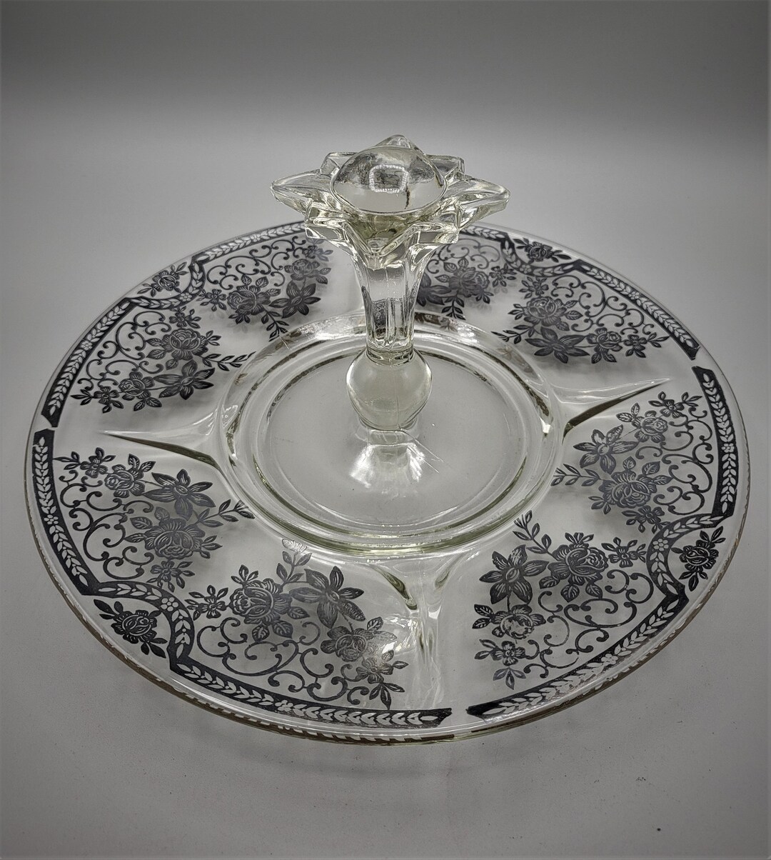 1940s Paden City Sterling Silver Overlay Glass Center Star Handle ...