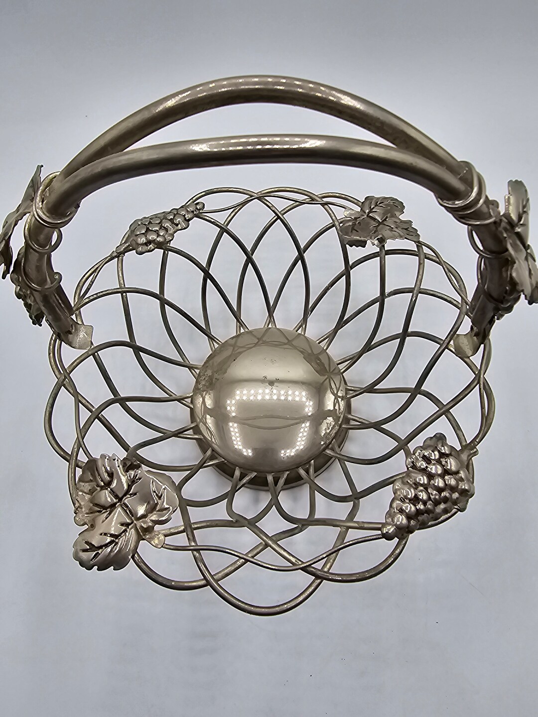 Vintage GODINGER Silver Art Co Grapevine Silver Plate Basket With Swing ...