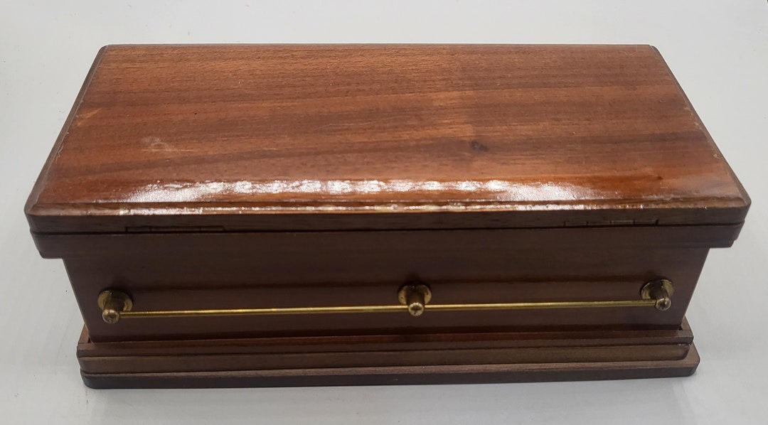Vintage Walnut Casket Cigarette Dispenser Funeral March Music Box - Etsy