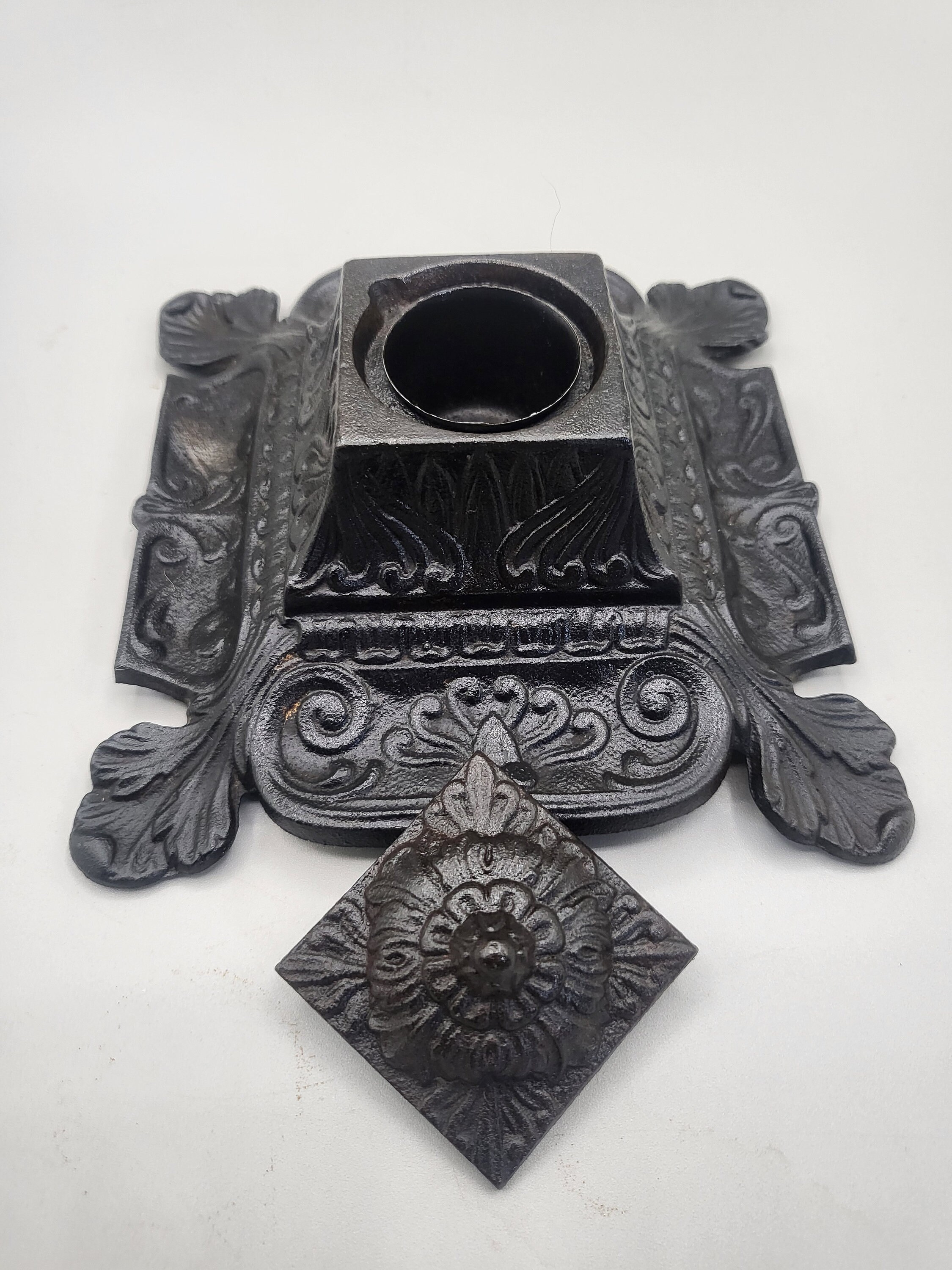 Antique Early 1900s Cast Iron Ink Well With Removable Lid and Pot ...
