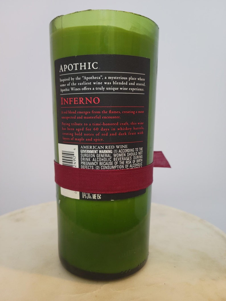 Wine Bottle Candle - Apothic Inferno - Red Wine - Handmade - Rosemary ...