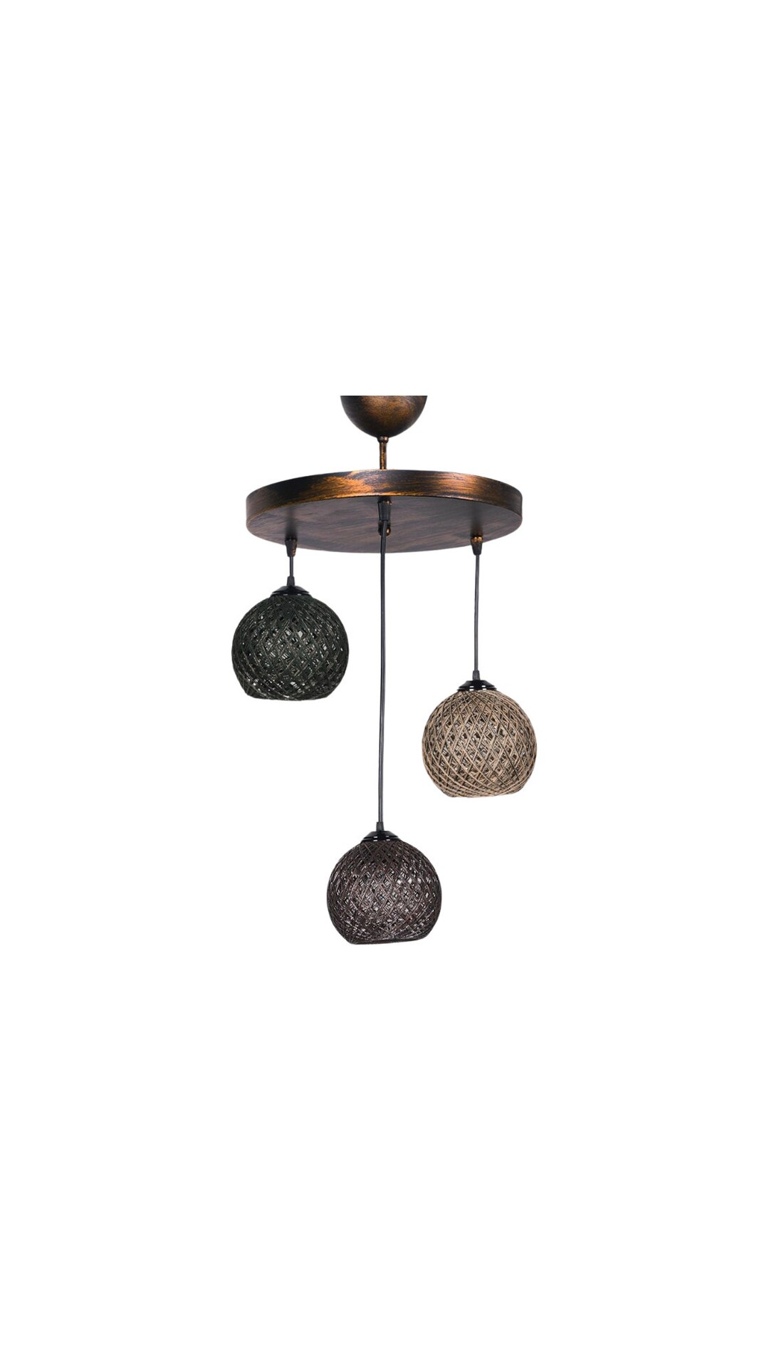 Handmade Triple Colored Pendant Light 3-bulb Cluster Chandelier Modern ...