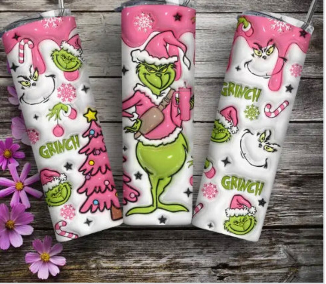 Pink Grinch Tumbler Design, Cute Christmas Grinch Sublimation PNG, Cute ...
