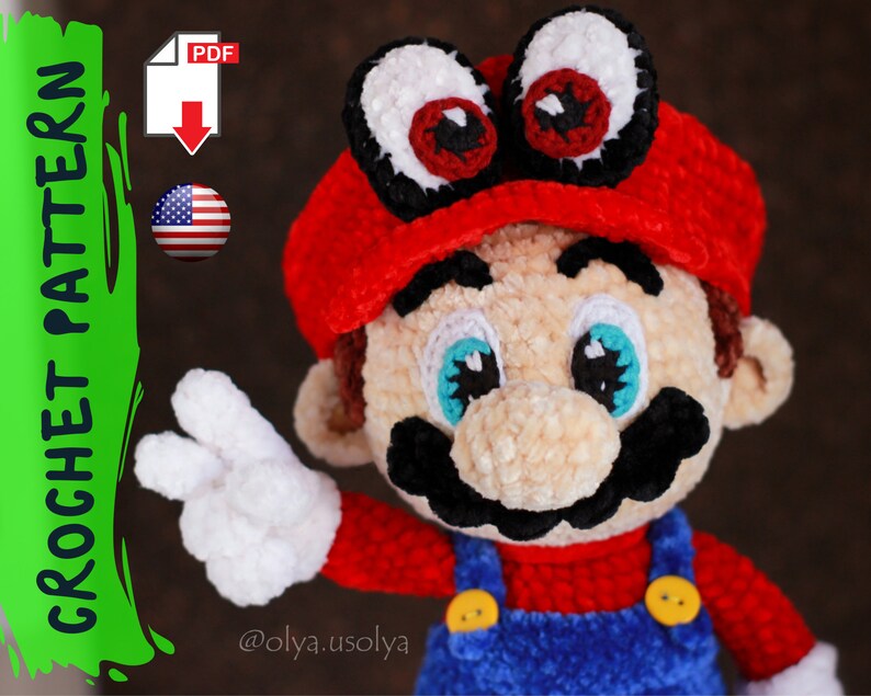 Crochet Pattern Super Plumber Man PDF ENGLISH Easy - Etsy