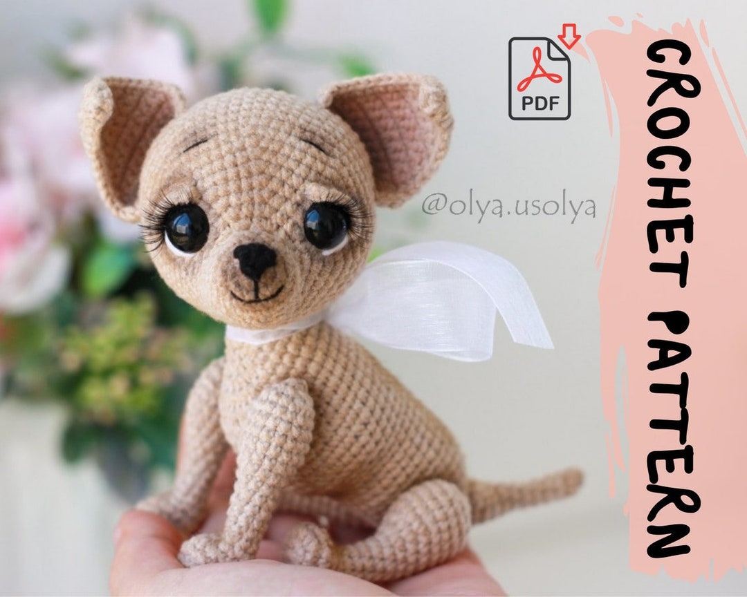 Crochet Pattern Chi-chi the Puppy PDF ENGGER Chenille Yarn Stuffed Toy ...