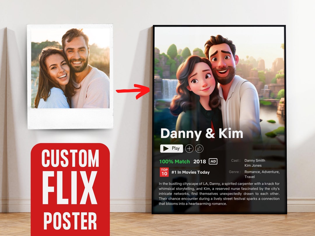 Personalized Animation Movie Flix Poster Print From Your Photo I Custom ...