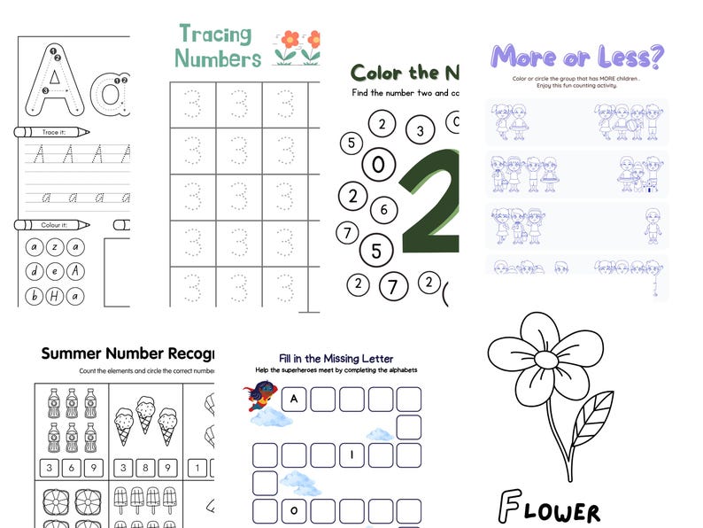 Preschool Learning Worksheets Bundle | Alphabet & Number Tracing (PDF ...