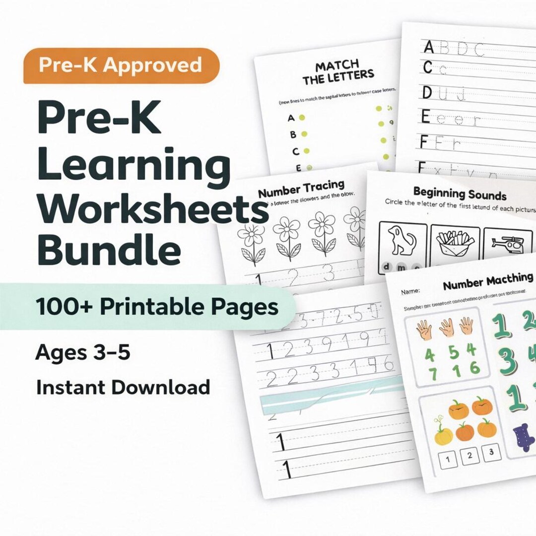 Preschool Learning Worksheets Bundle | Alphabet & Number Tracing (PDF ...