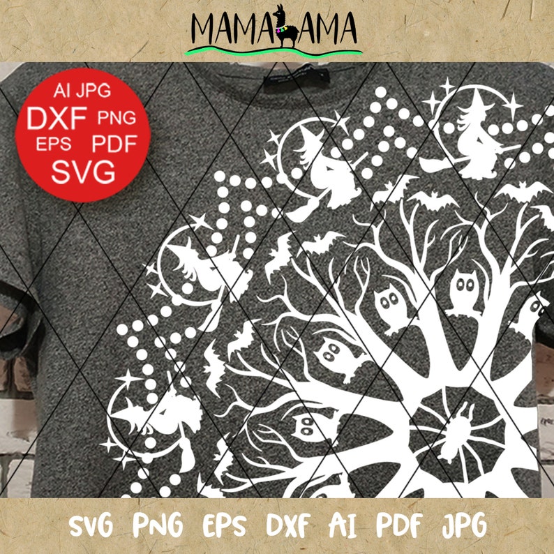Mandala Halloween Owl Witch Bats Svg Mandala Wall Decor Horror Decor ...
