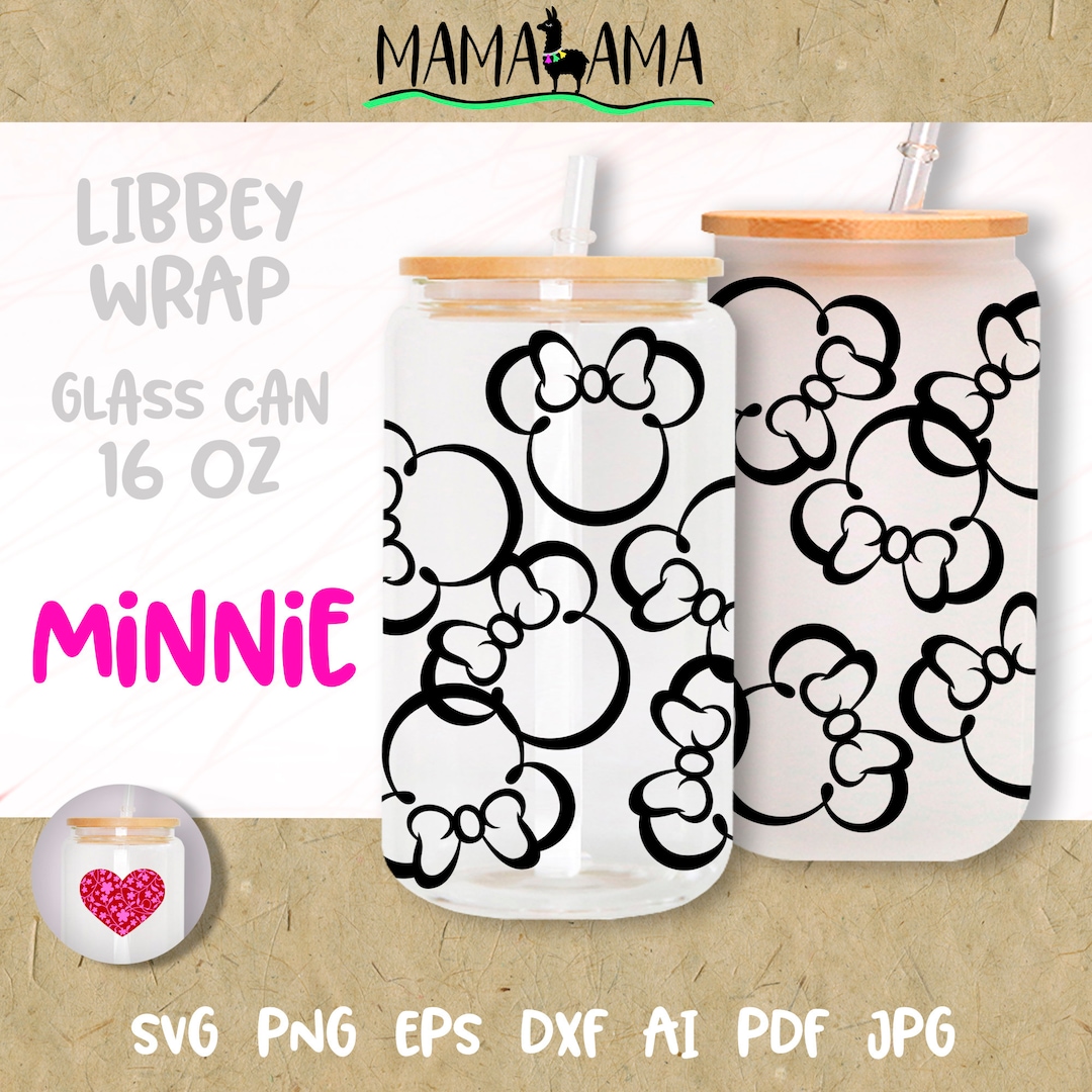 16oz Tumbler Glass Can Wrap Svg Minnie Ears Bow Magical Kingdom 16 Oz ...