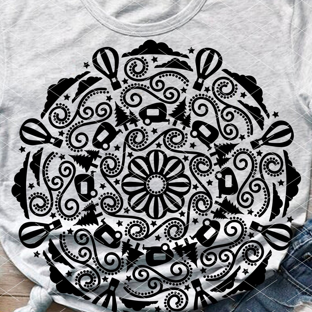 Camping Mandala Art Camper Shirt Design Balloon Travel Trailer Vacay ...