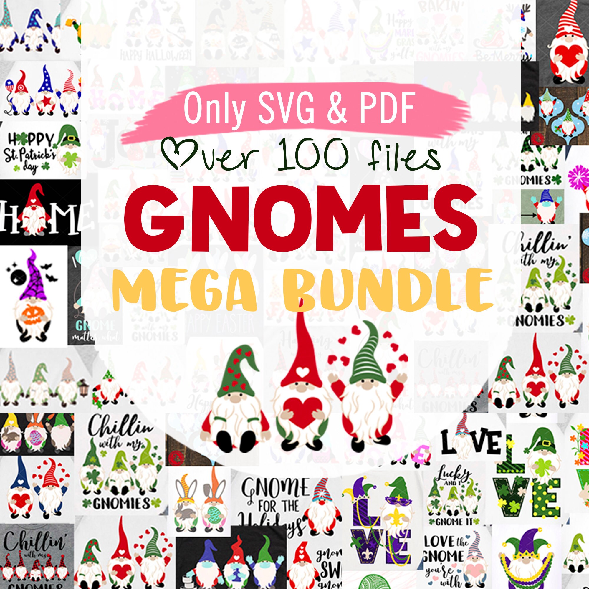 Big Bundle Gnomes SVG & PDF, Gnome Cut File, Best Seller. Cricut Crafts ...