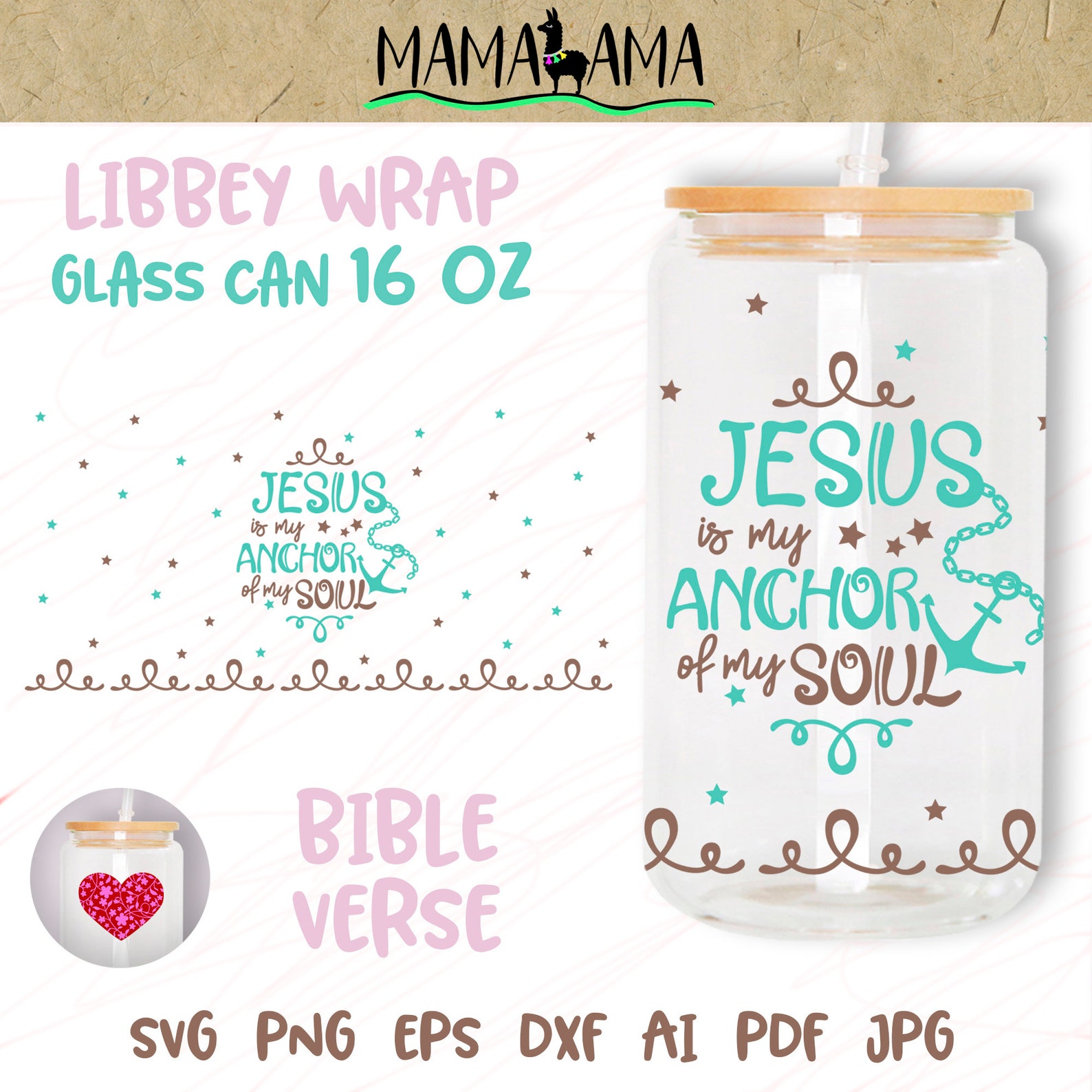 Bible Verse Bundle 16oz Libbey Glass Can Wrap Set of 10 Prints 16 Oz ...