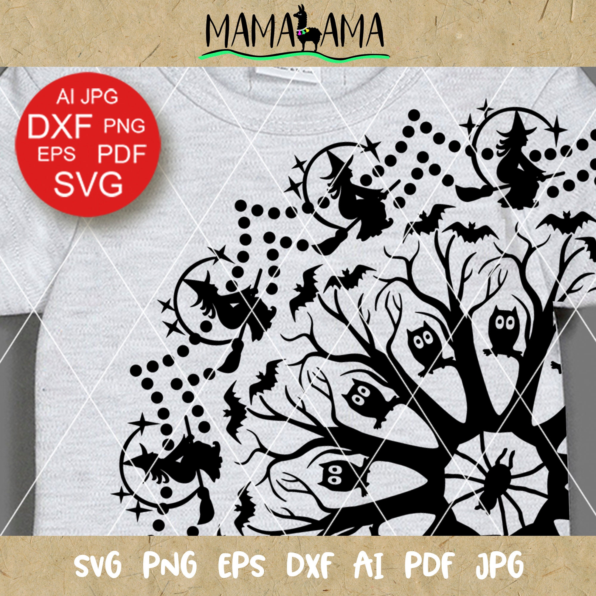 Mandala Halloween Owl Witch Bats Svg Mandala Wall Decor Horror Decor ...