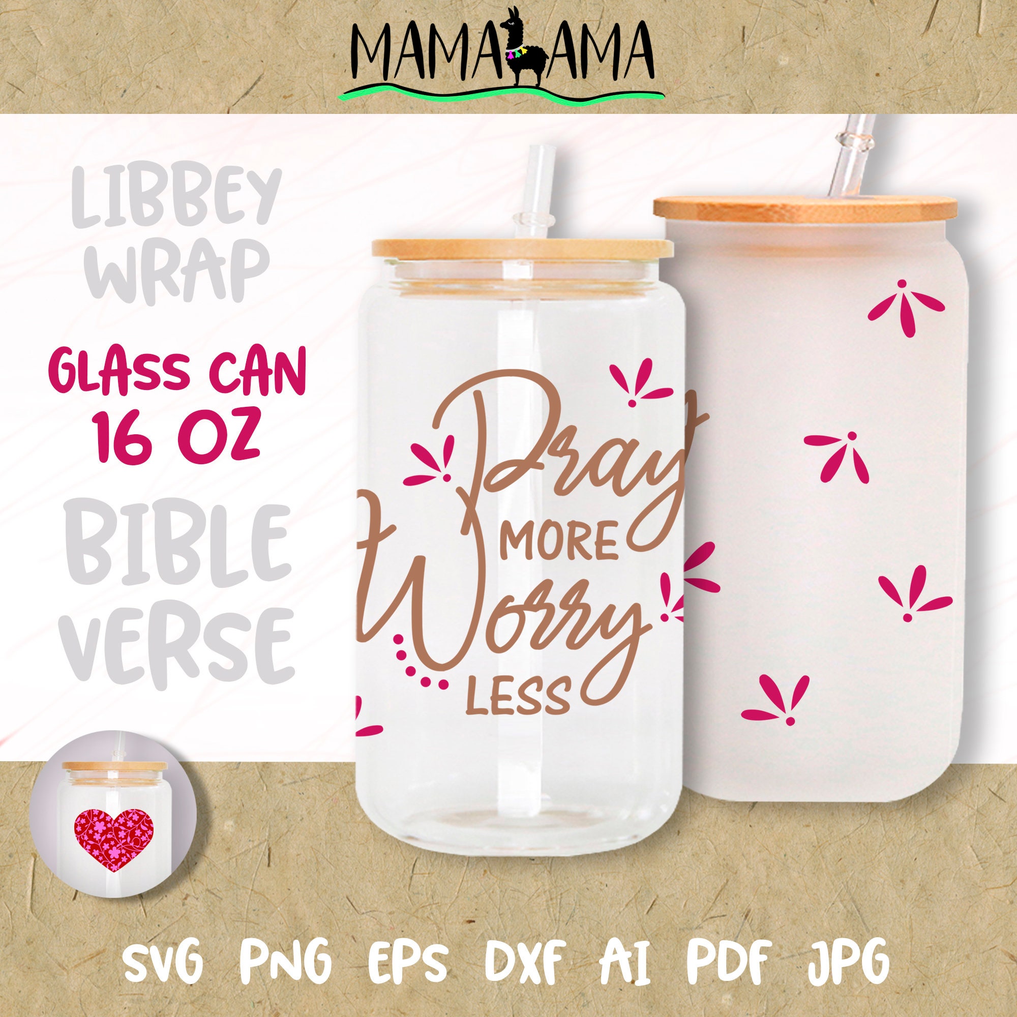 Bundle Bible Verse 16oz Libbey Glass Can Wrap Set of 10 Prints 16 Oz ...