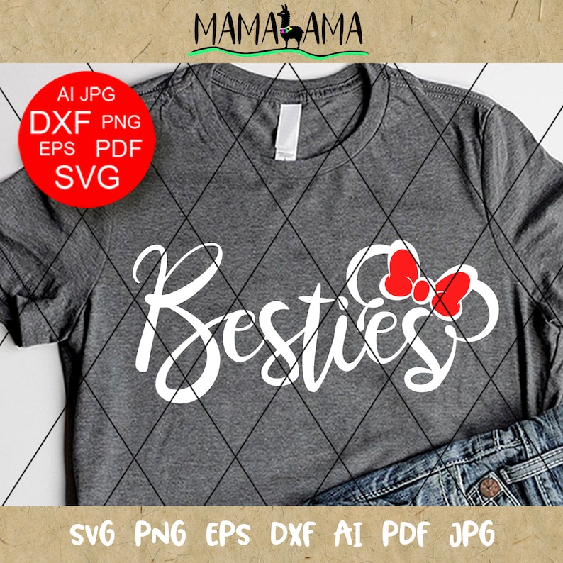 Besties Svg File Red Bow Ears Clipart Cruise Shirts Design Digital ...