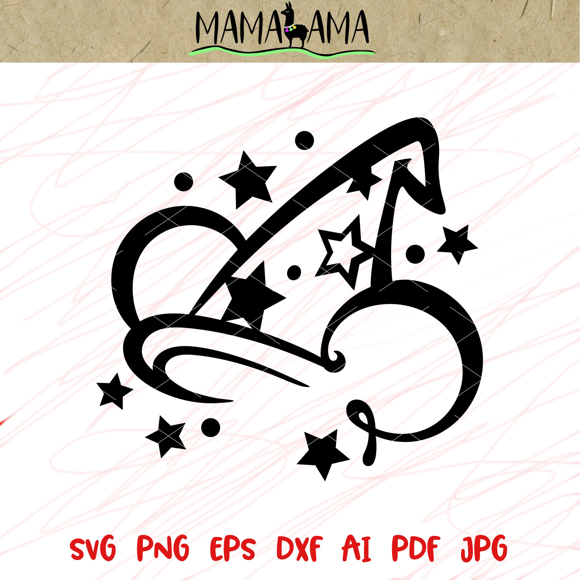 Outline of a Mouse Head With Ears and Magic Hat Svg, Wizard Hat Svg ...