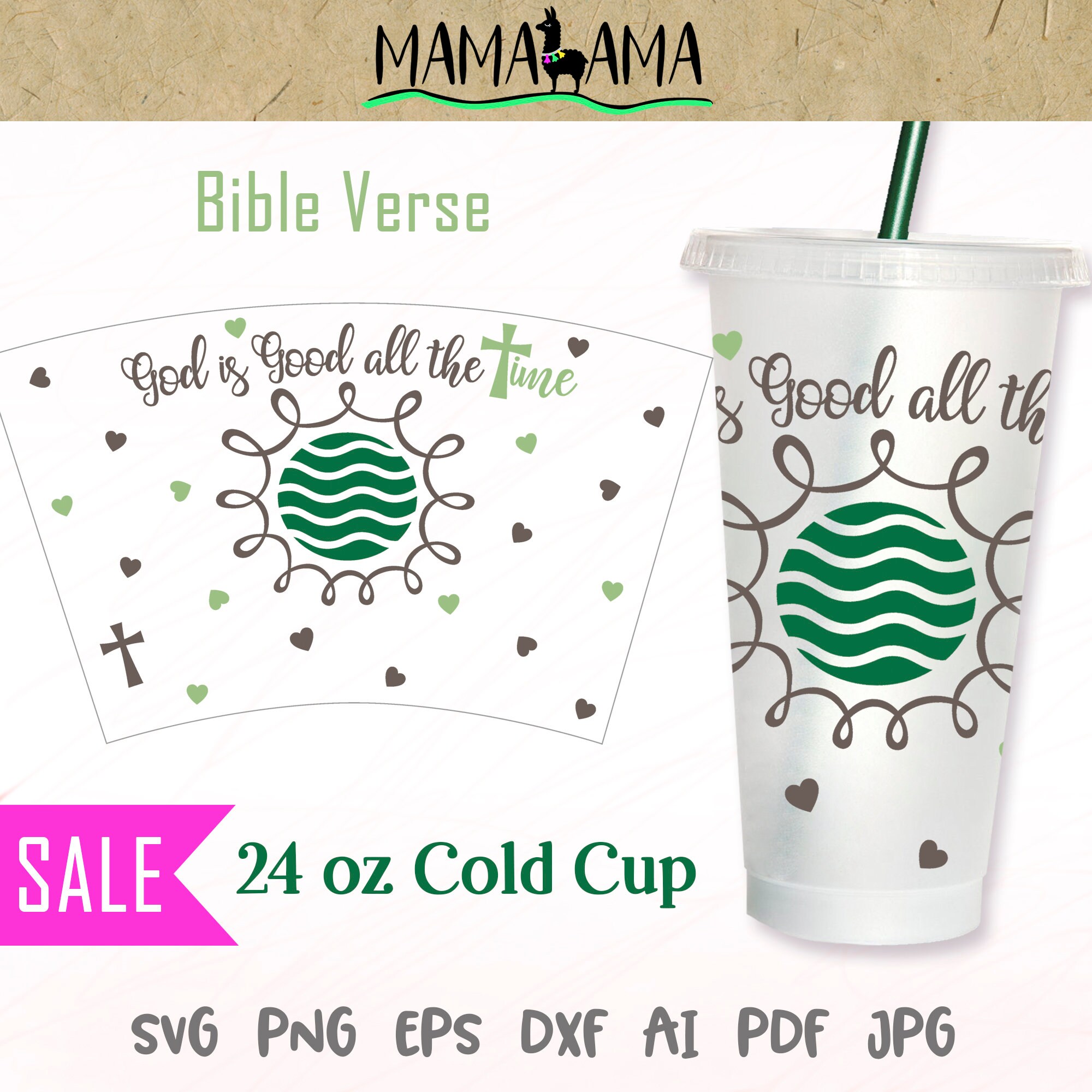 Bundle 3 Bible Verse 24oz Cold Cup Wrap With Hole Christian Decor ...