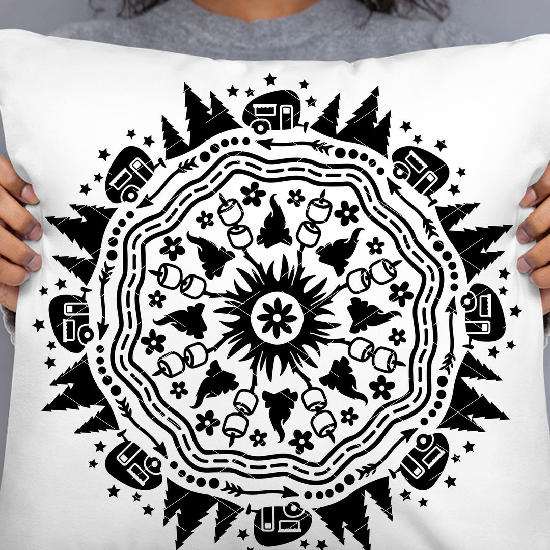 Happy Camper Mandala Svg, Mandala Wall Art, Mandala Camping Shirt, Camp ...