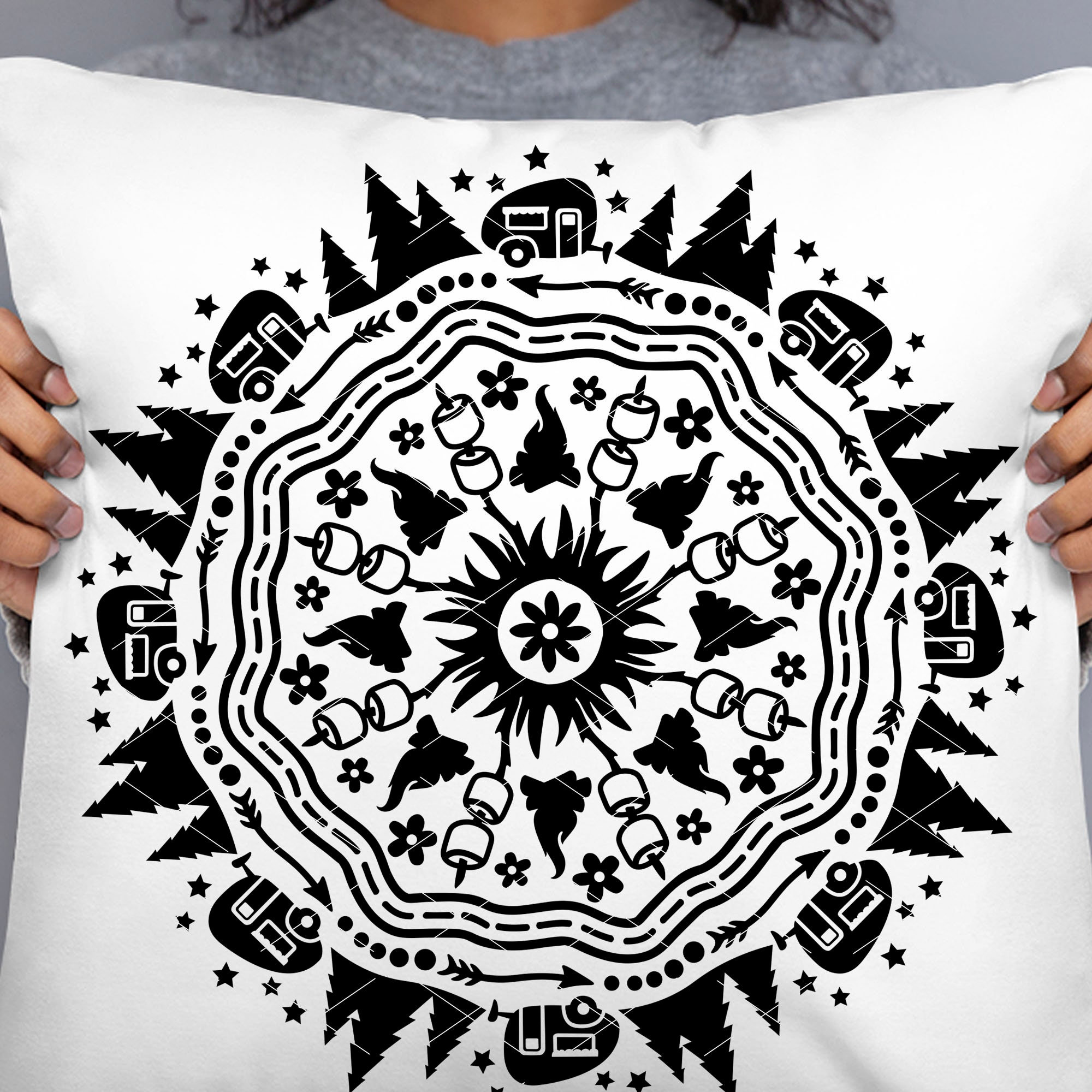 Happy Camper Mandala Svg, Mandala Wall Art, Mandala Camping Shirt, Camp ...