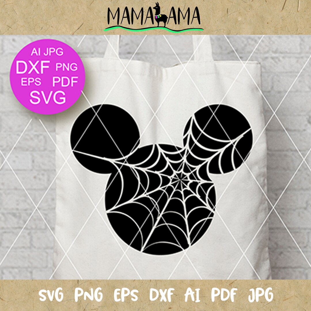 Mickey Ears Svg Disneyworld Halloween Decor Mouse Head With Cobwebs Svg ...
