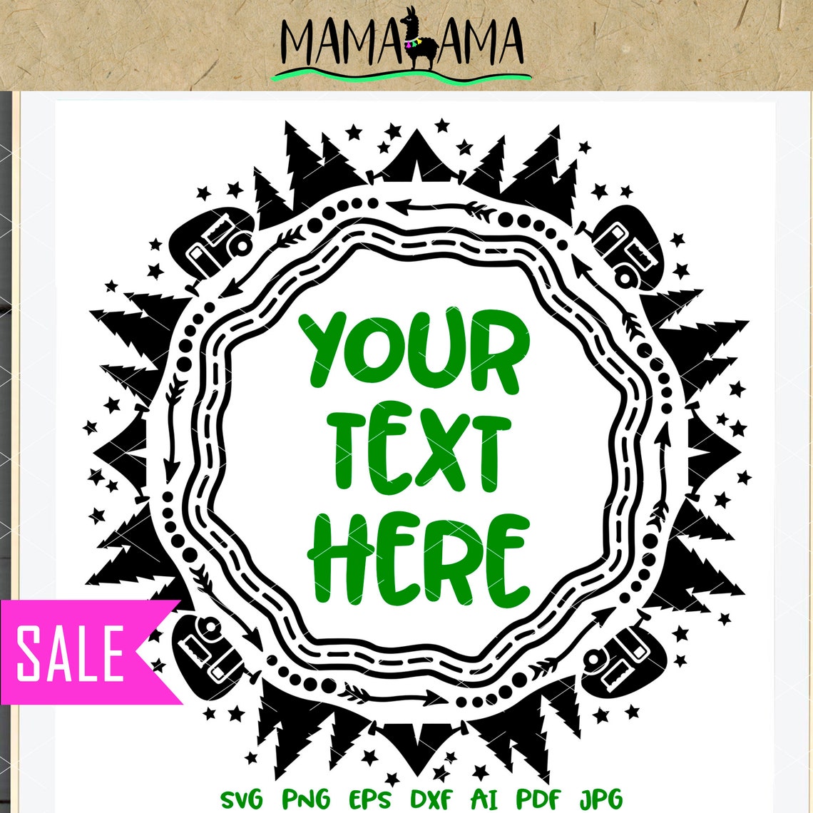 Camping Sign Mandala Svg Trailer Tent Clipart Mountains Road Circle ...