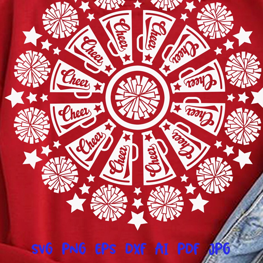 Sport Mandala Svg Cheer Bows Megaphone Pom Poms Cheerleading Gifts ...