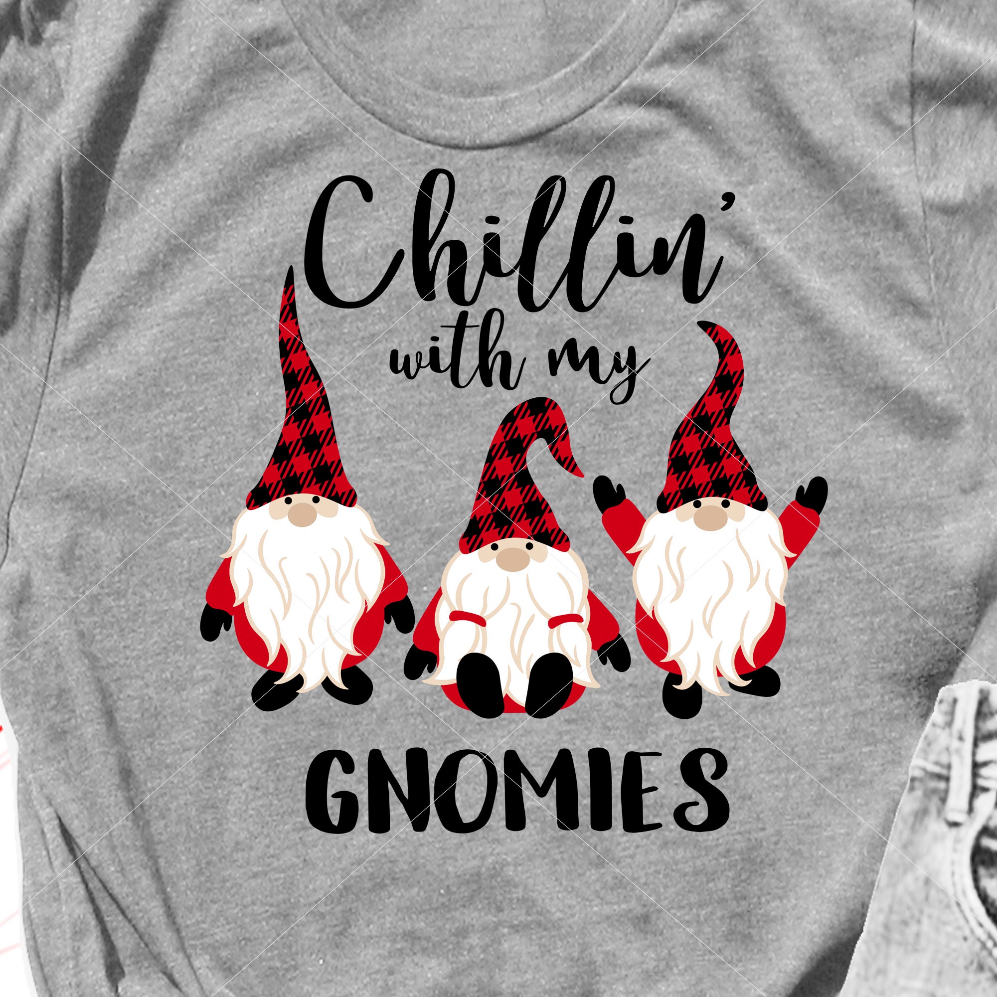 Chillin' With My Gnomies Svg 3 Gnomes Print Christmas Decor Gnome Hat ...