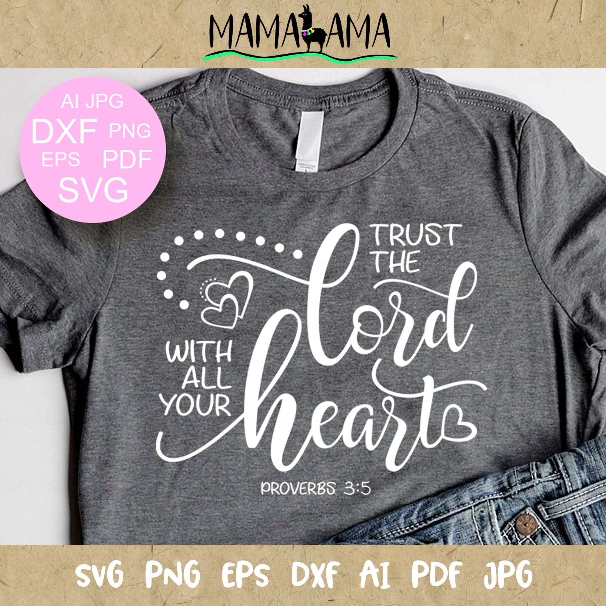 Trust the Lord With All Your Heart Proverbs 3:5 Svg, Scripture Wall Art ...
