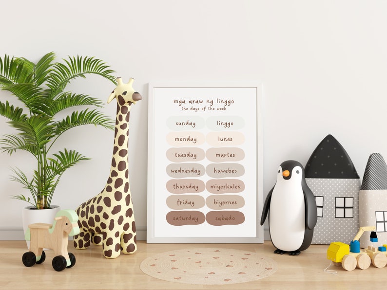 Minimal and Aesthetic Filipino Tagalog Days of the Week Poster Digital ...