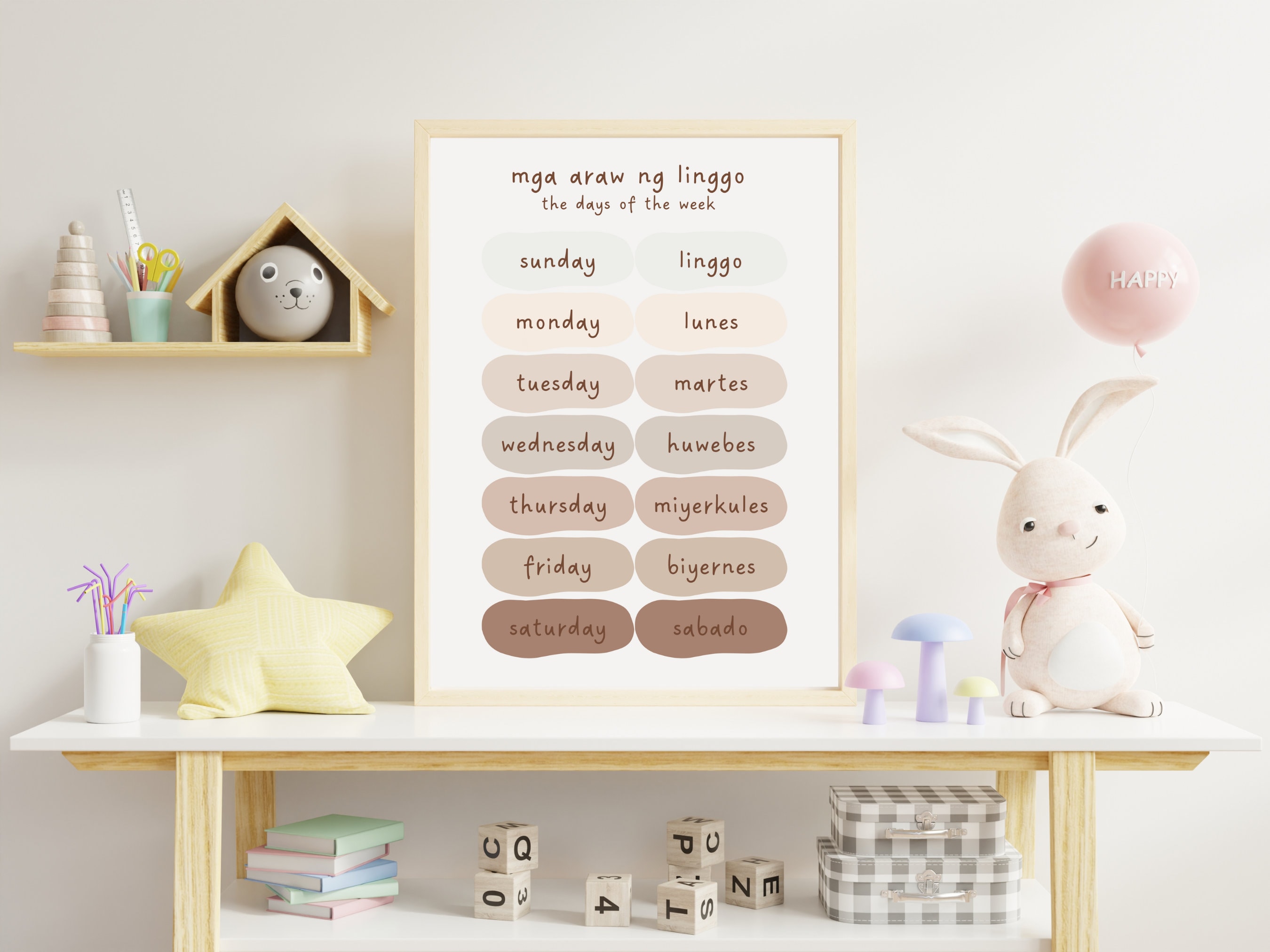 Minimal and Aesthetic Filipino Tagalog Days of the Week Poster Digital ...