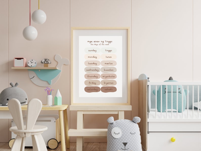 Minimal and Aesthetic Filipino Tagalog Days of the Week Poster Digital ...