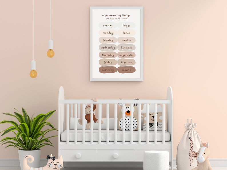 Minimal and Aesthetic Filipino Tagalog Days of the Week Poster Digital ...