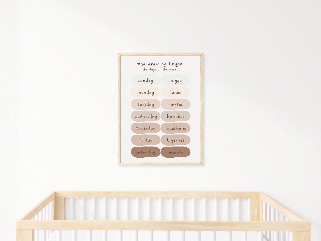 Minimal and Aesthetic Filipino Tagalog Days of the Week Poster Digital ...