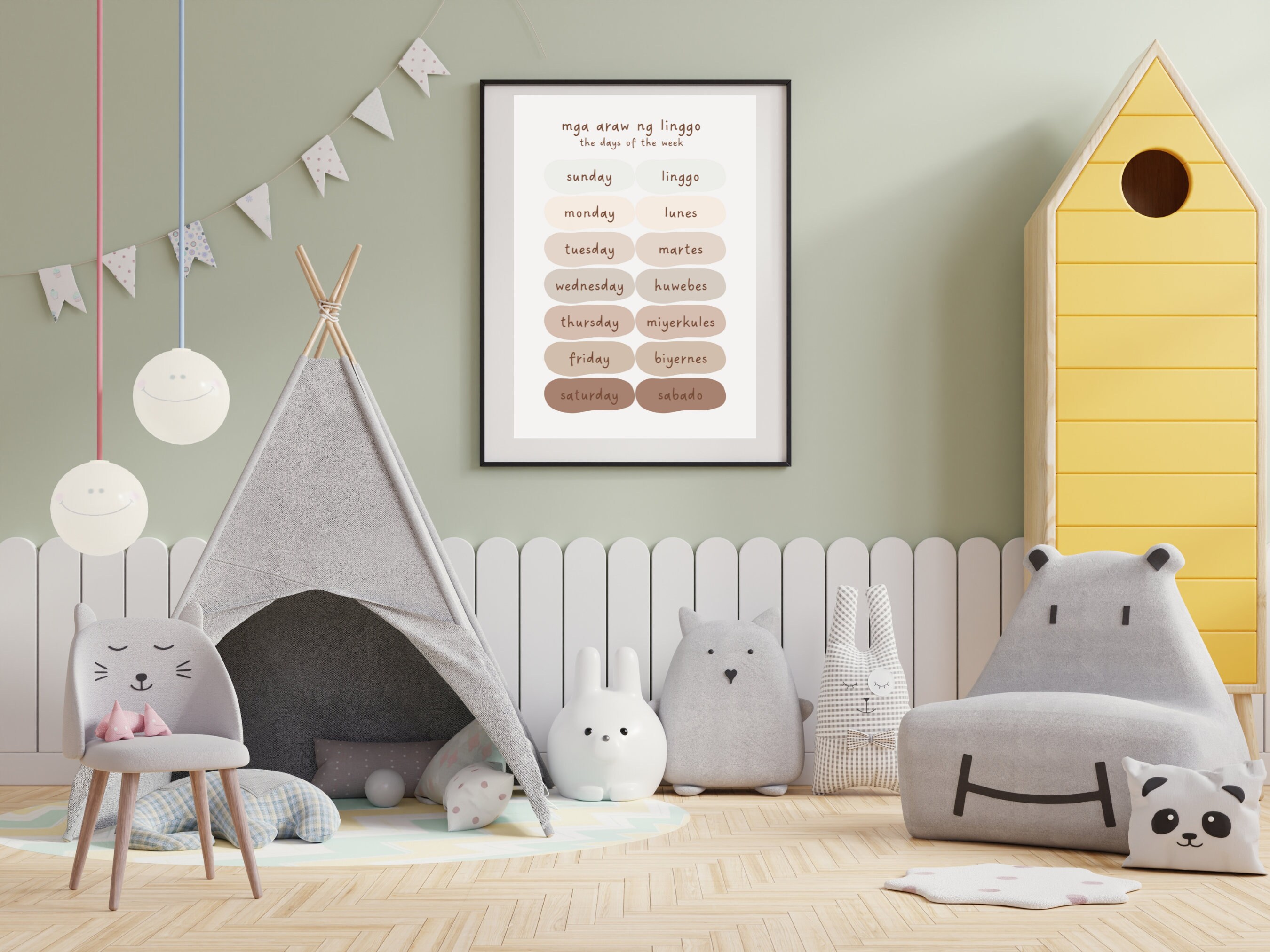 Minimal and Aesthetic Filipino Tagalog Days of the Week Poster Digital ...