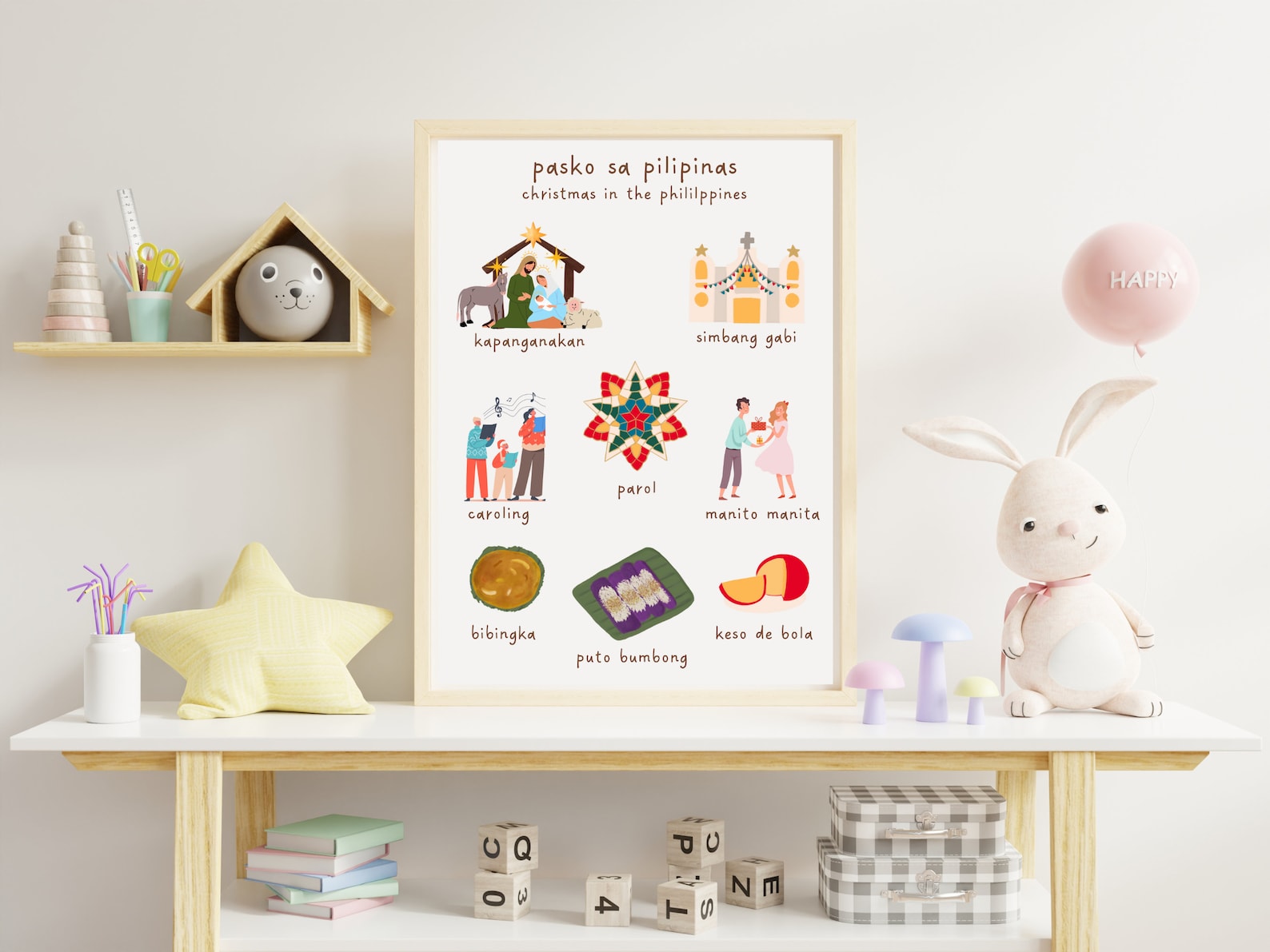 Minimal and Aesthetic Filipino Christmas Traditions Poster Digital ...