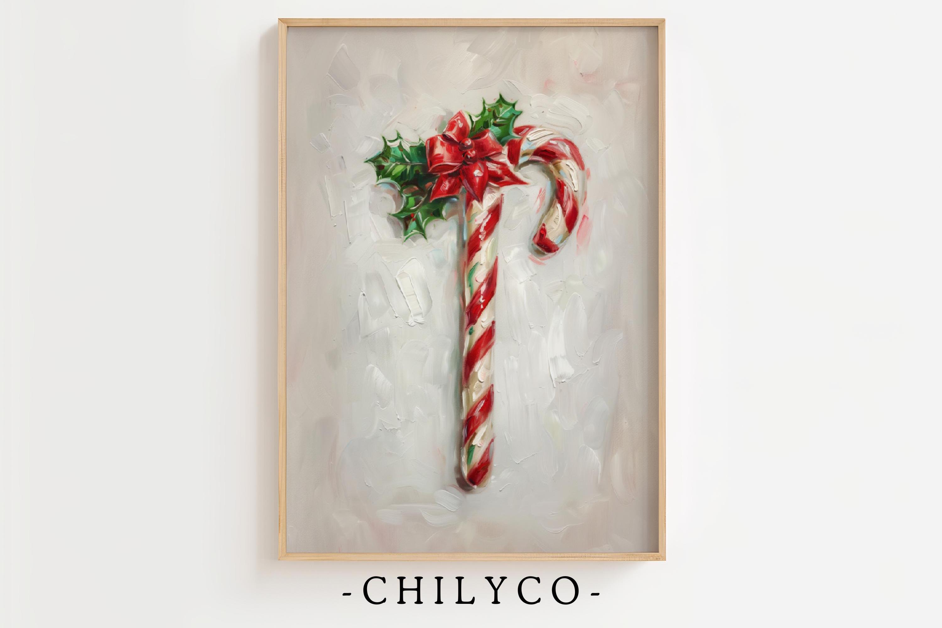 Vintage Candy Cane Oil Painting | Printable Art | Instant Download ...