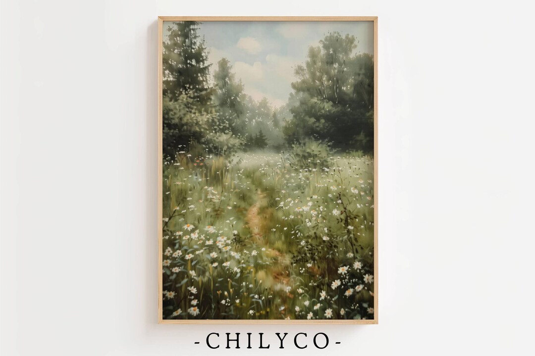 Summer Field Printable Art | Minimalist Summer Field Oil Painting ...