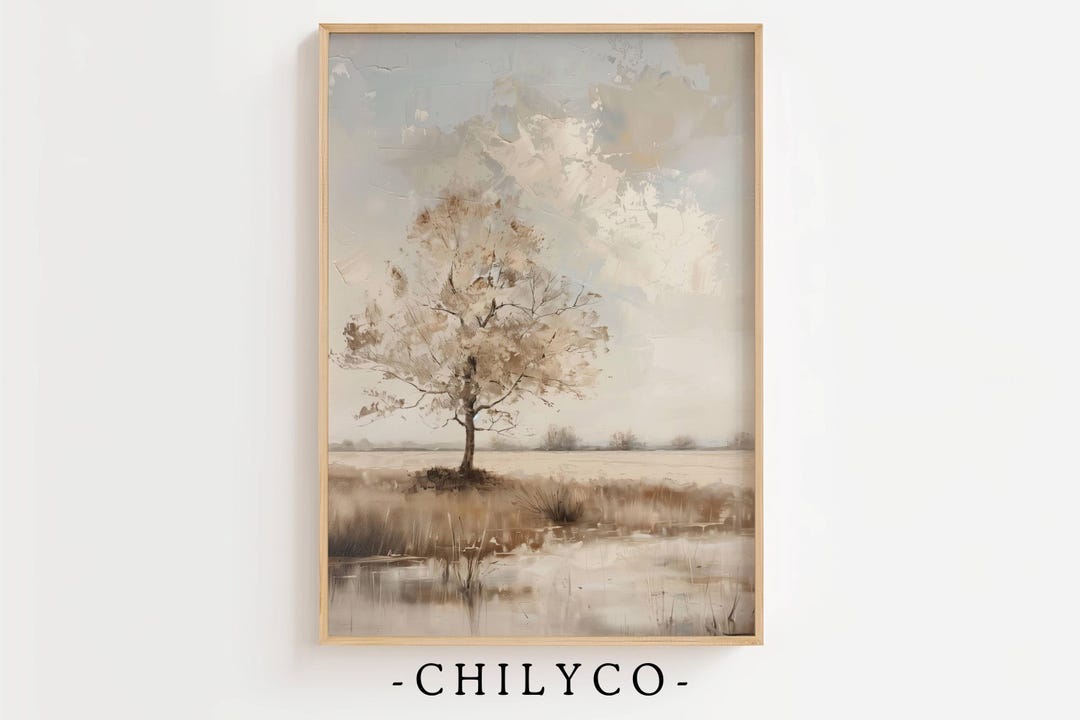 Muted Tree Landscape Art | Vintage Tree Landscape | Lonely Tree Art ...