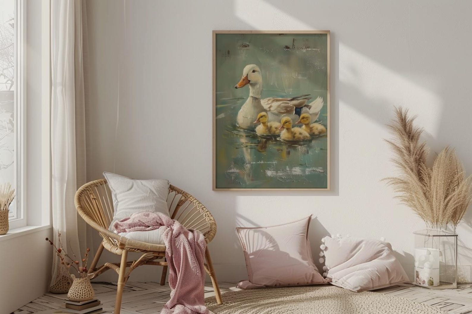 Printable Vintage Spring Ducks Art Print | Neutral Beige Cottagecore ...
