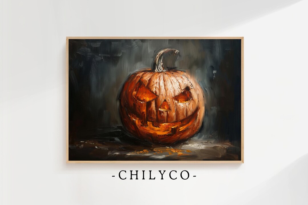 Rustic Jack-o-lantern Halloween Art | Halloween Pumpkin Oil Painting ...